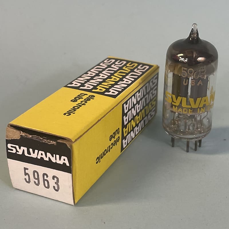 1970s Sylvania 5963 12AU7WA Vintage Long Plate Halo Getter | Reverb
