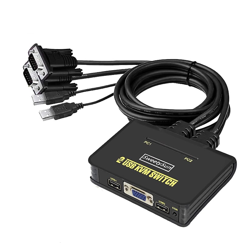 SKLTD 2 Port USB VGA KVM Switch, 2 in 1 Out Dual Port VGA | Reverb