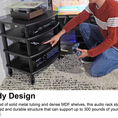 Rockville FLX BLACK Adjustable Height 4 Shelf Home Theater | Reverb