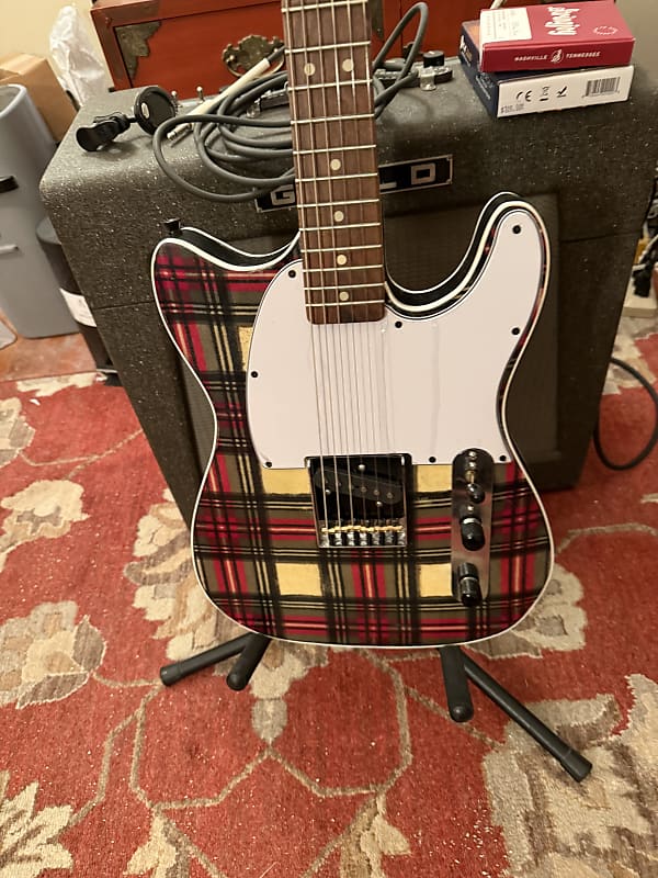 Plaid Biondo Esquire w/Eldred Mod and PRS Gigbag | Reverb