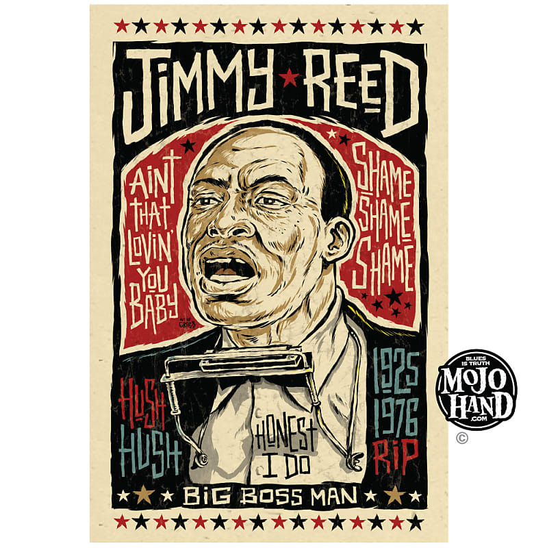Mojohand Jimmy Reed Blues harmonica tribute poster - Free | Reverb