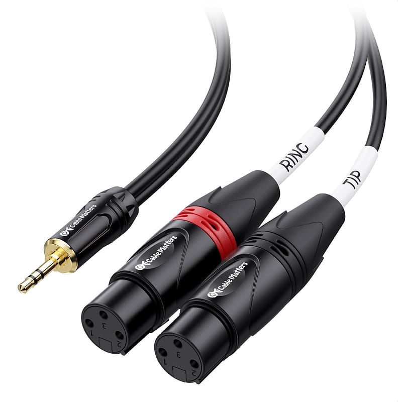 3.5Mm 1/8 Inch Trs To 2 Xlr Cable 10 Ft, Male To Female Aux | Reverb
