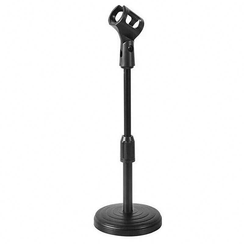 Desktop Microphone Stand Mini Round Base Foldable w/ Mic Clip | Reverb