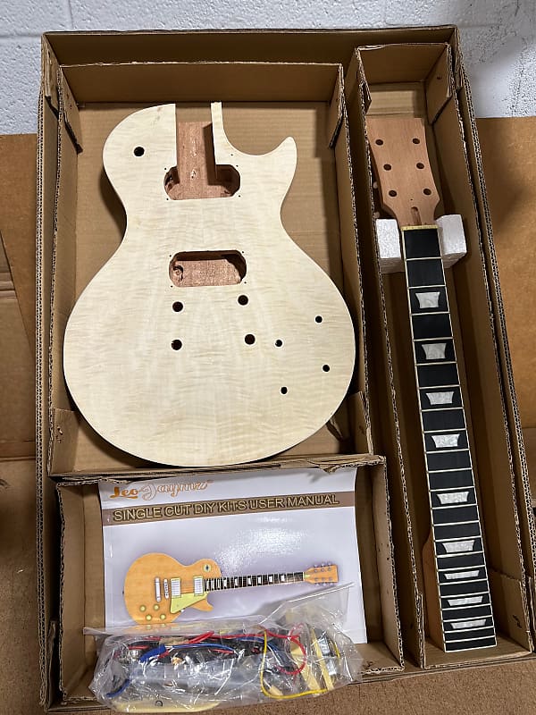 COMPLETE LP DIY Guitar Kit set neck with carved maple top | Reverb
