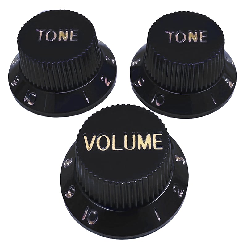 AxLabs Strat-Style Knob Set (3) - Black, Gold | Reverb