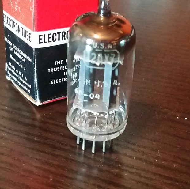 RCA 12AX7 Tube 1960s Long Gray Plates NOS NEW in Original Box | Reverb