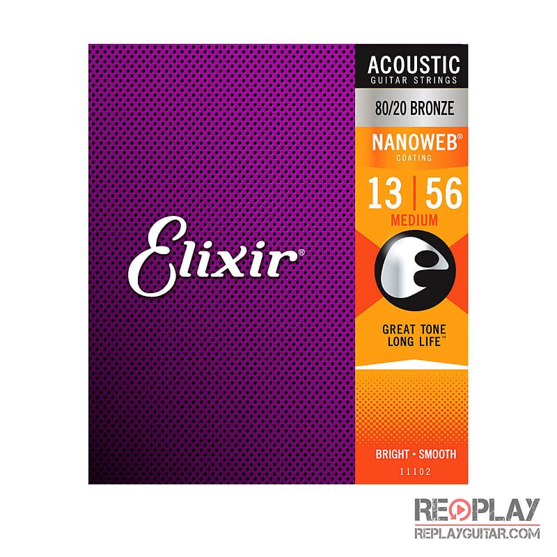 Elixir Medium Acoustic 80/20 Bronze with NANOWEB® Coating | Reverb