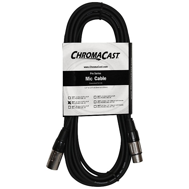 ChromaCast Pro Series Mic Cable 20 Feet, Black, XLR/XLR Ends | Reverb