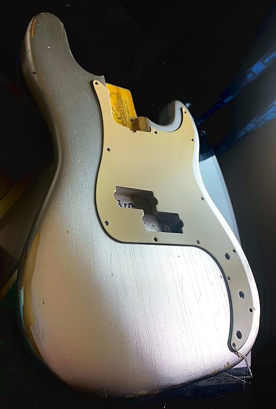 P Bass BODY INCA silver Vivid Pearl metalic Aged Patina Relic | Reverb