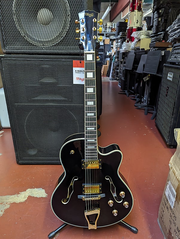 WOW! Brand New Stagg "Black Beauty" ES-275 Style Electric | Reverb