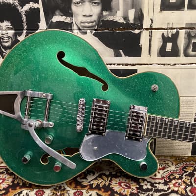 Alden AD Western Star Semi Acoustic Guitar Green Sparkle | Reverb UK