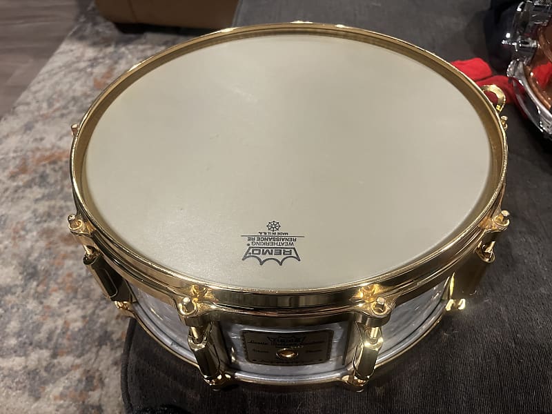 Remo Louie Bellson Custom Snare - White Pearl w/Gold Hardware | Reverb