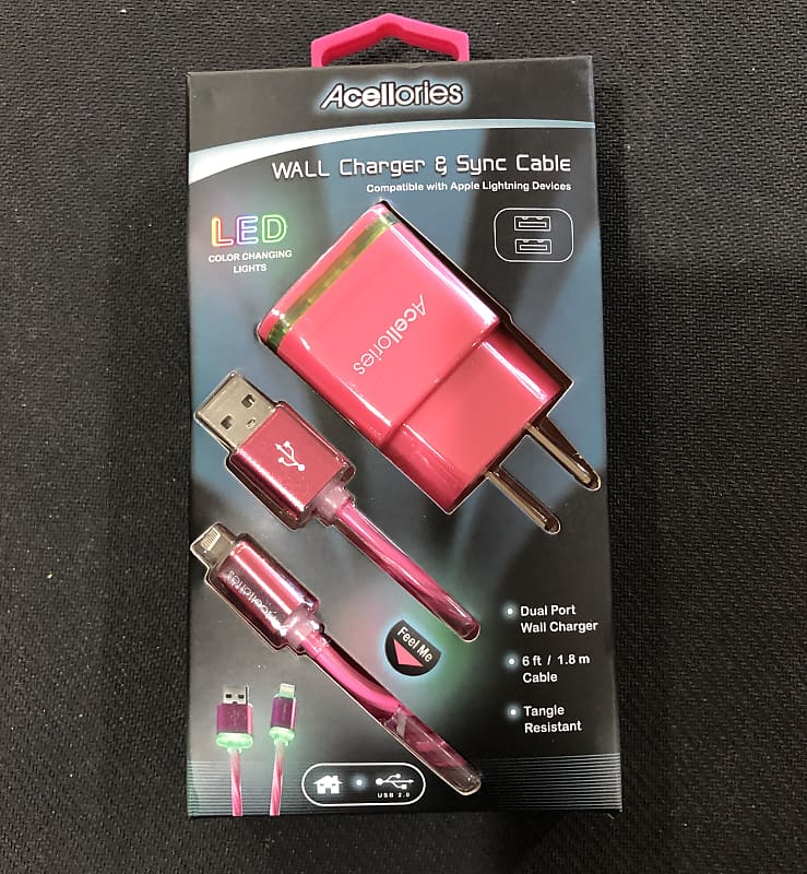 Acellories LED Wall charger & 6ft sync cable compatible with | Reverb