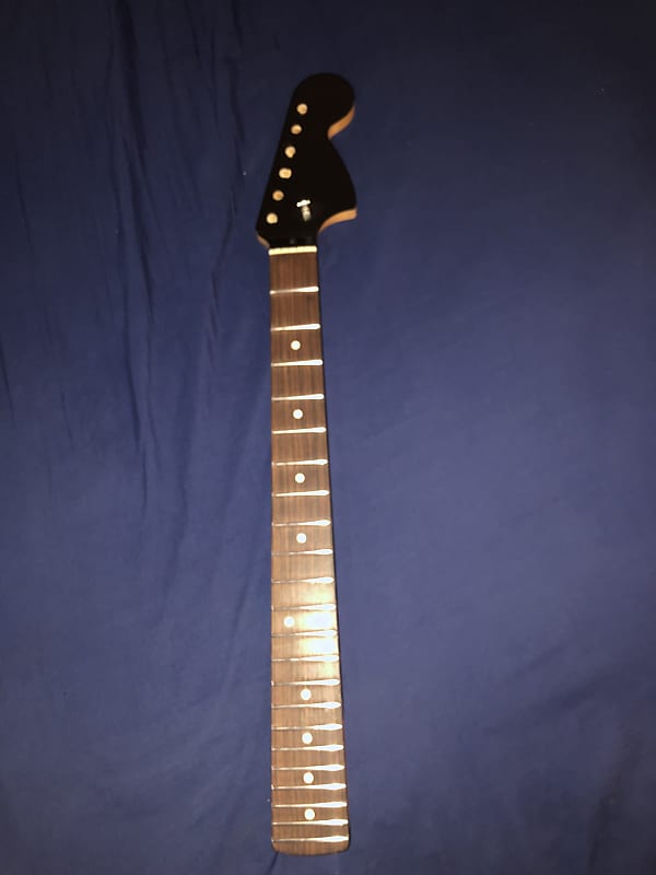 Warmoth 70s black headstock fender stratocaster guitar neck | Reverb