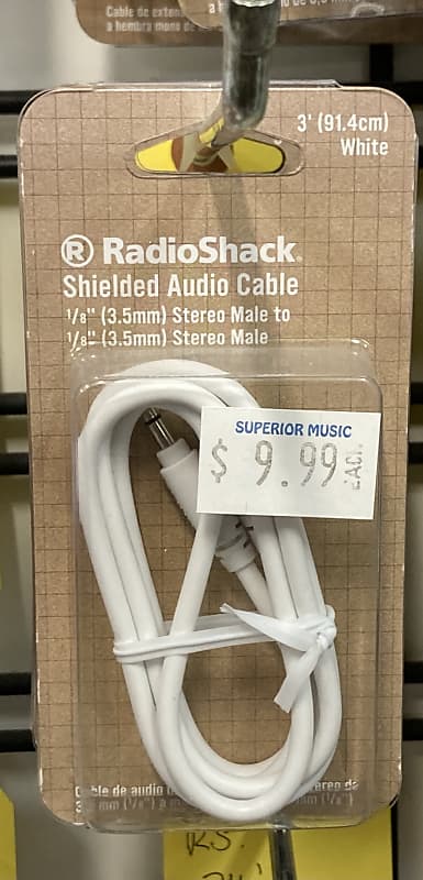 Radio Shack 3 Ft 1/8 male to 1/8 male 2022 - White | Reverb