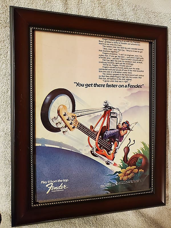 1974 Fender Color Promotional Ad Framed Fender Precision Bass | Reverb