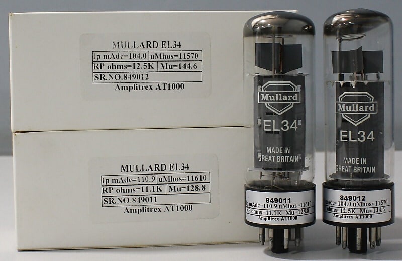 EL34 MULLARD 1 Match Pair made in Gt Britain Amplitrex Tested | Reverb