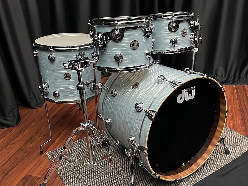 DW Drums Collector’s Maple Mahogany Pale Blue Oyster 4pc Drum | Reverb