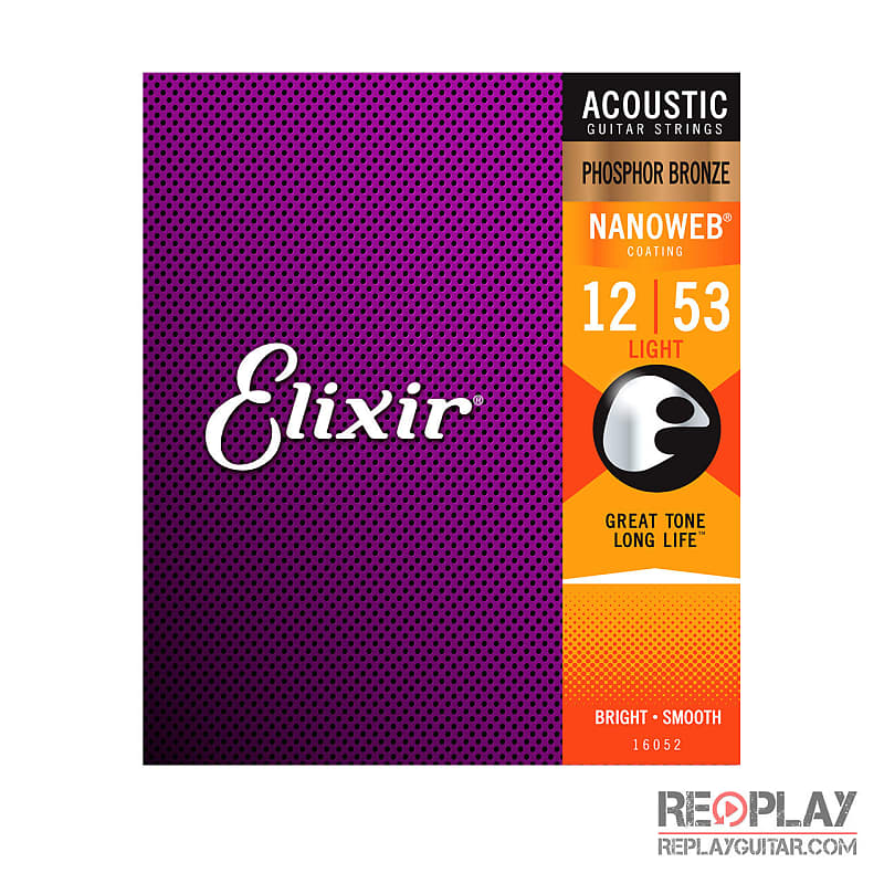 Elixir Light Acoustic Phosphor Bronze with NANOWEB® Coating | Reverb