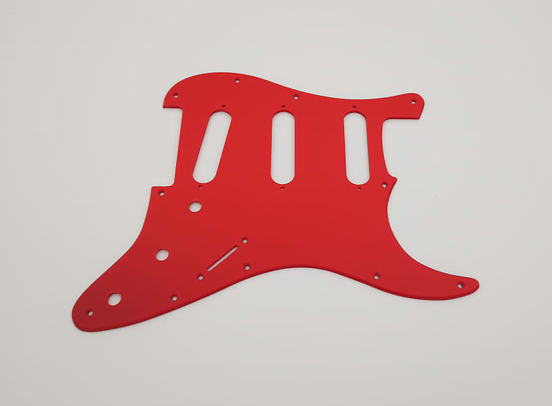 11 hole red acrylic pickguard for us/mex fender stratocaster | Reverb