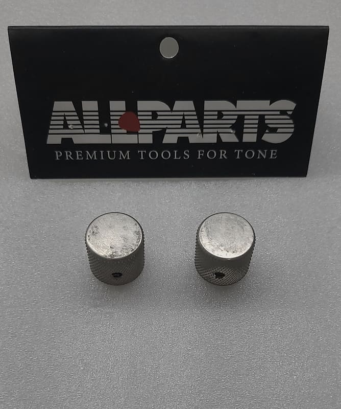 Aged Relic Nickel Allparts Flat Top Metal Barrel Knobs | Reverb