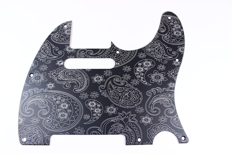 Matte Black Anodized Aluminum Paisley Engraved Tele Pickguard | Reverb