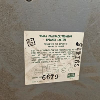 Altec 9844A Professional Studio Monitors Speakers Pair 9844 | Reverb