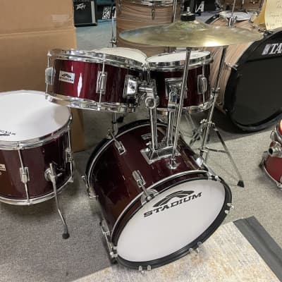 Stadium Junior Pro 5 piece drum set complete 2021 - Wine red | Reverb