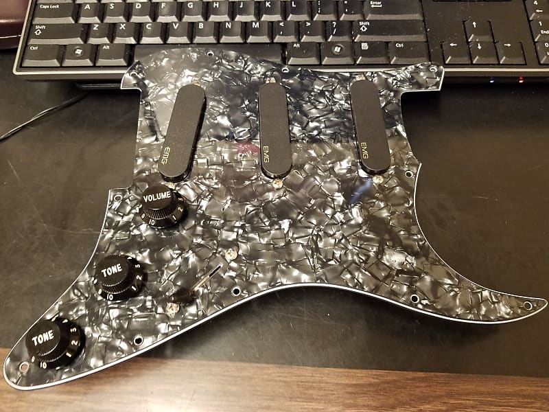 EMG SLV Single Coil Loaded Strat Pickguard with SPC, EXG, and | Reverb