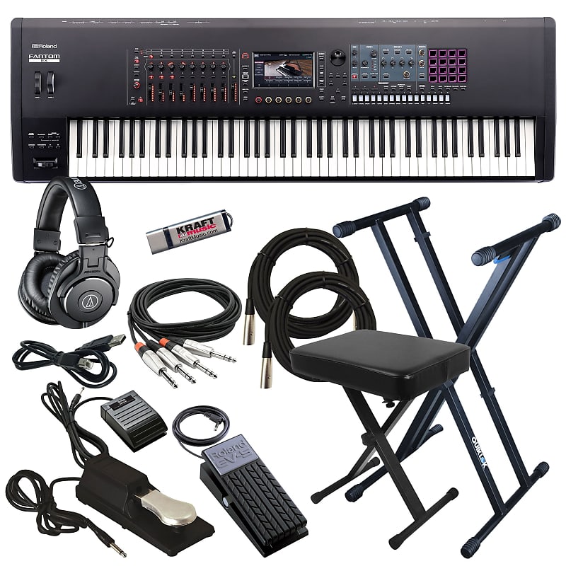 Roland Fantom 8 Ex Workstation Keyboard Key Essentials Bundle Reverb