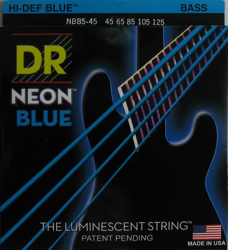 DR Neon™ Hi-Def Blue Bass Strings 45-125 Gauge | Medium | | Reverb
