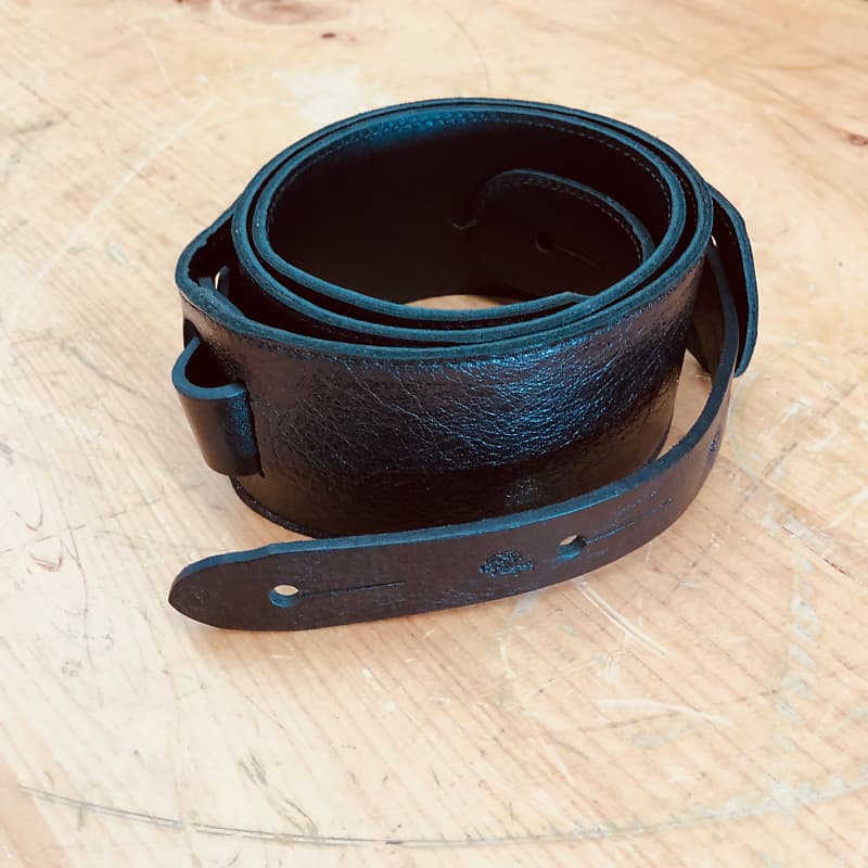 Red Monkey -USA Made- Classic Leather 2.5" Black Guitar Strap | Reverb