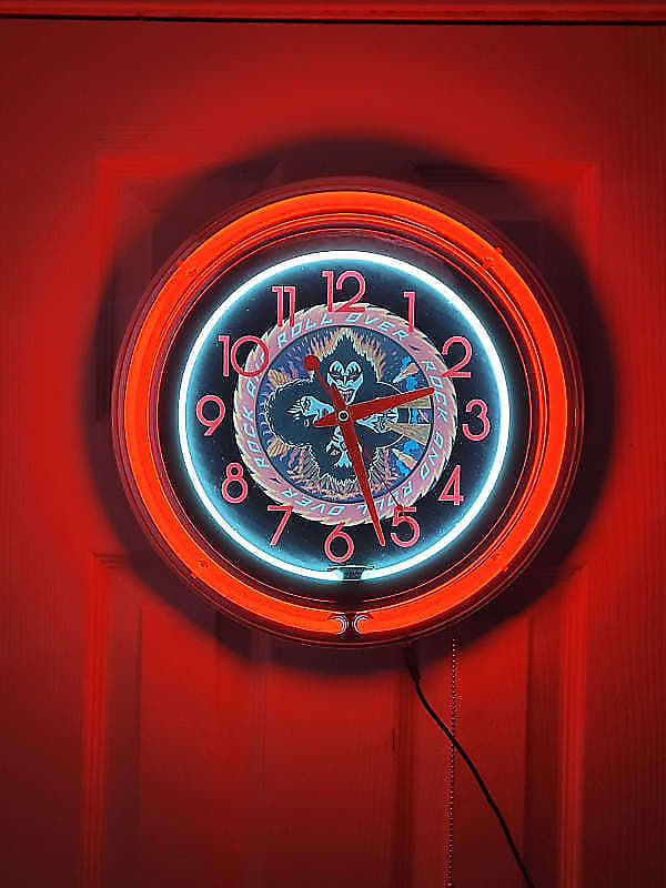 1976 KISS Rock And Roll Over Album Double Neon Red/White Wall | Reverb