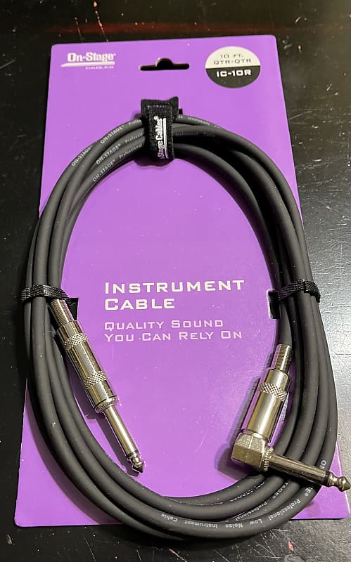 On Stage Right Angle 10’Instrument Cable Black | Reverb