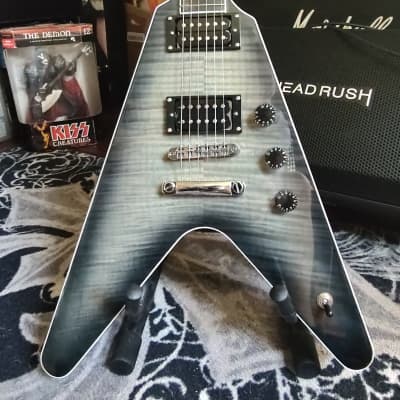 Firefly FFLV flying V 2022 - Black / Grey Burst with Flame | Reverb