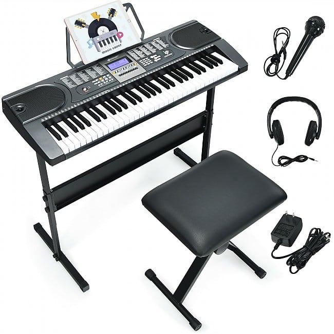 61-Key Electronic Keyboard Piano Starter Set with Stand Bench | Reverb