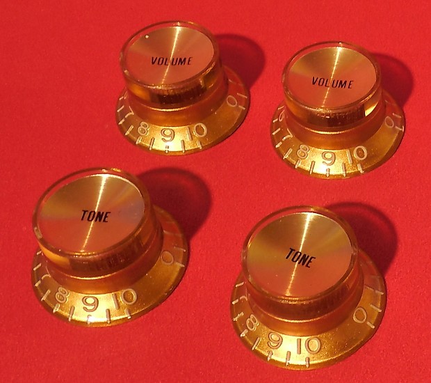 4 GOLD TOP HAT ELECTRIC GUITAR VOLUME AND TONE KNOBS FOR | Reverb