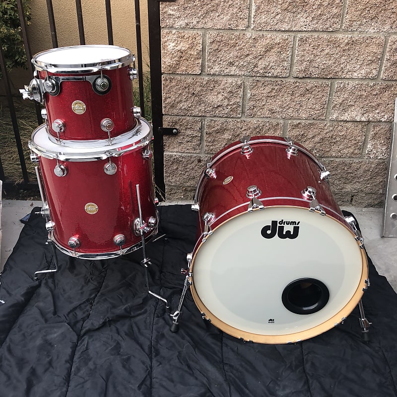 3 Piece DW Collectors Series Red Sparkle Drum Set | Reverb