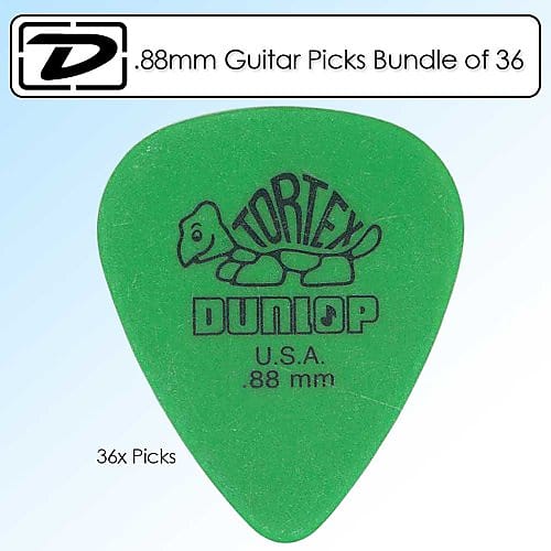 Dunlop 418P.88 Tortex Standard .88mm Green Guitar Picks 36 | Reverb