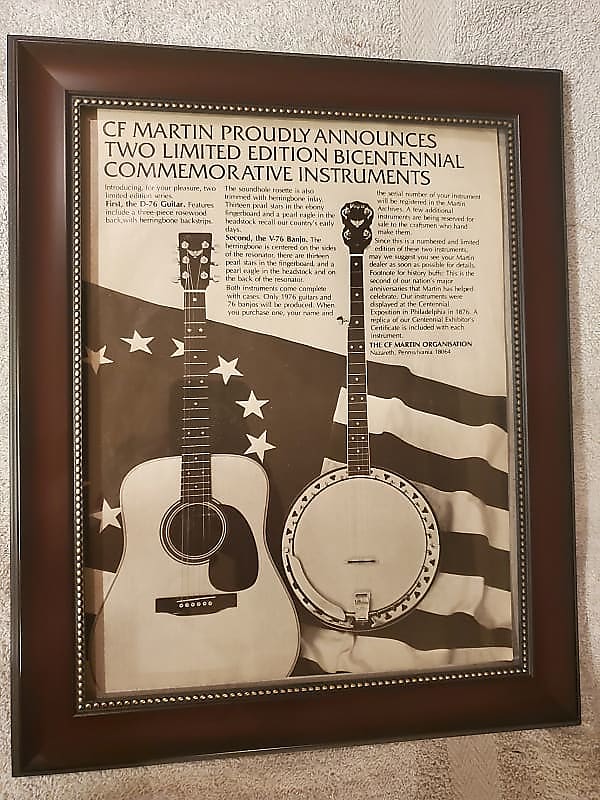 1976 Martin Guitars Promotional Ad Framed Martin D-76 | Reverb