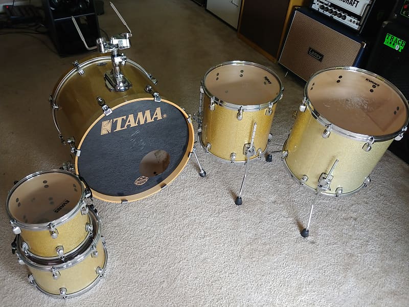 Tama StarClassic Gold Sparkle Kick and Toms drum set | Reverb