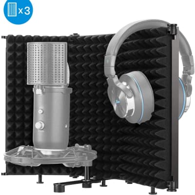 Microphone Isolation Shield, Pop Filter, Foldable With 3/8" | Reverb