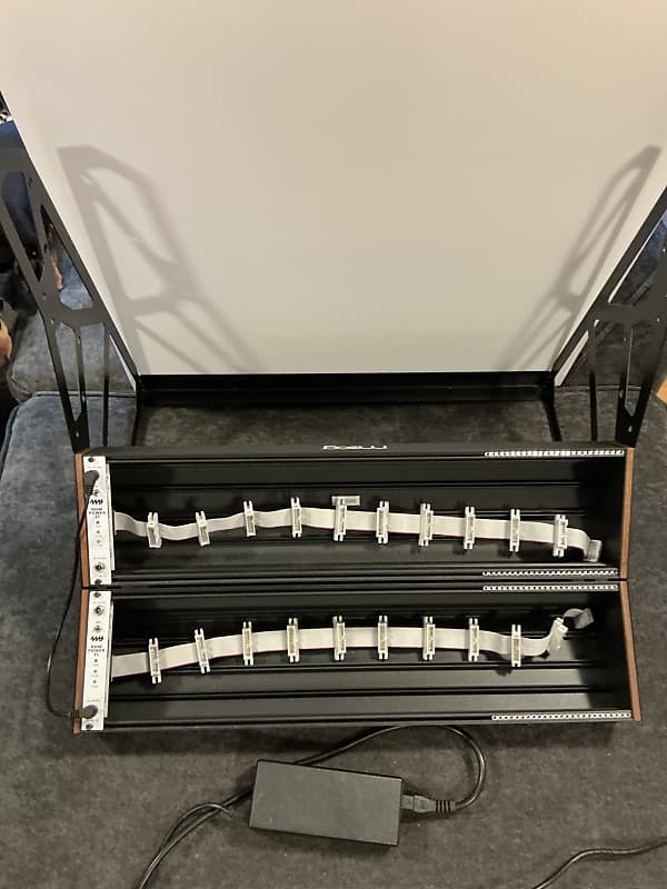 Moog + 4ms 2x Moog 104hp skiff cases, 4-tier stand, and 2x | Reverb