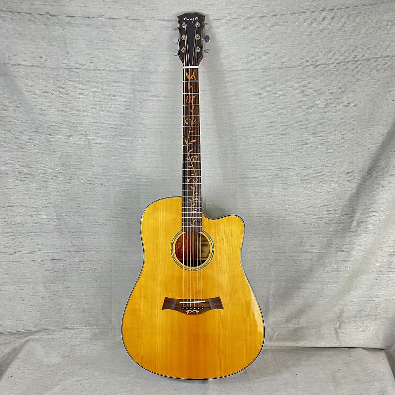 Enya ED220 Natural Solid Spruce Top Cutaway Dreadnought | Reverb