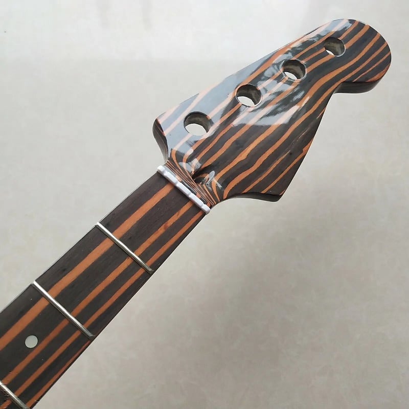 4 String Bass Guitar Zebra Wood Neck, 20 Fres Fretboard | Reverb