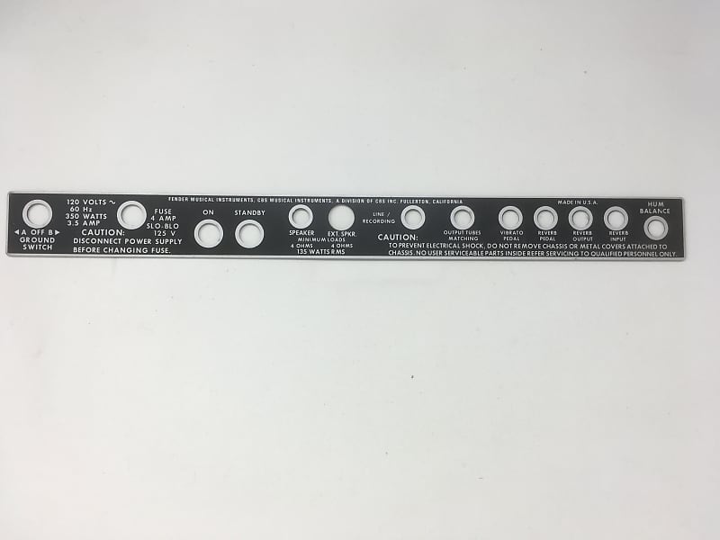Fender Amplifier Back Panel Amp Plate NOS | Reverb