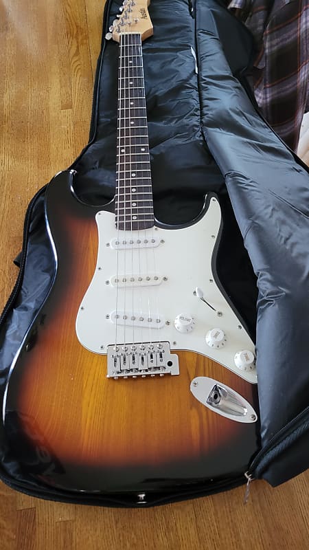 Austin Stratocaster Copy Early 2000s Sunburst Black | Reverb