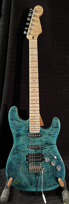 Fat Amps Custom HSS Strat Ocean Blue Maple Drop top | Reverb