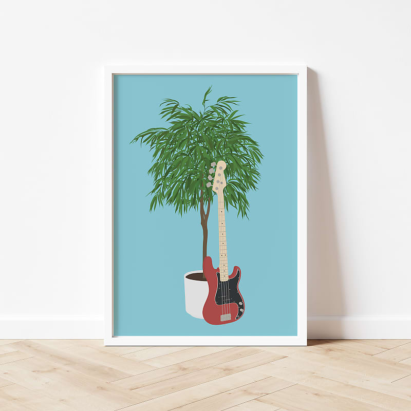 Bass Guitar Print - Guitarist Poster, Music Studio Decor, | Reverb
