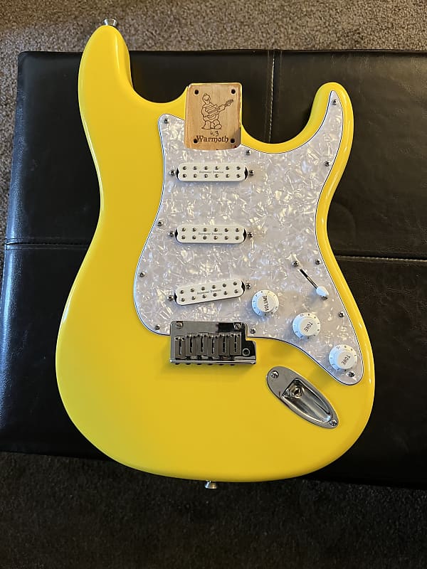 Warmoth Stratocaster Body Loaded Graffiti Yellow Seymour | Reverb